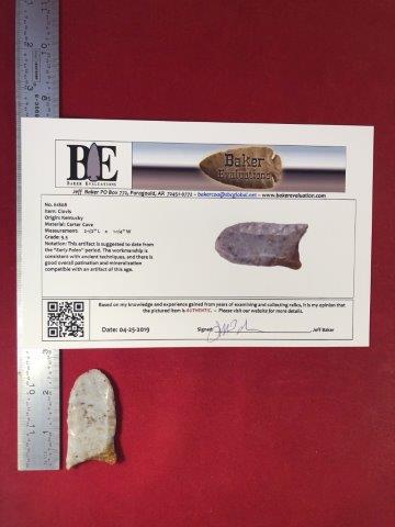 Clovis Indian Artifact Pottery Arrowhead With Coa