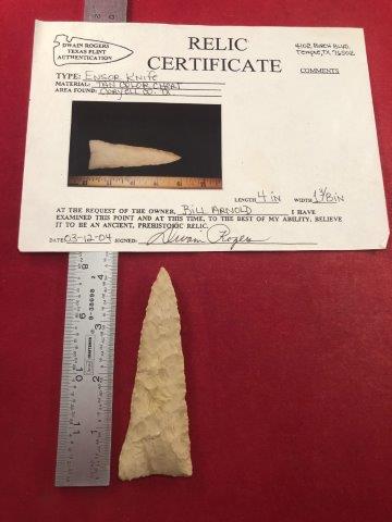ENSOR KNIFE INDIAN ARTIFACT ARROWHEAD WITH COA - Feb 23, 2020 | Mike ...