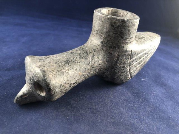Hawk Effigy Stone Pipe Indian Artifact Arrowhead