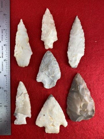 7 Novaculite Arkansas Arrowheads Indian Artifact Arrowhead