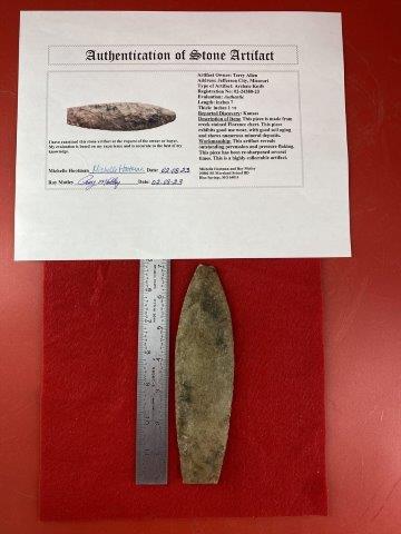Archaic Knife With Coa Auction