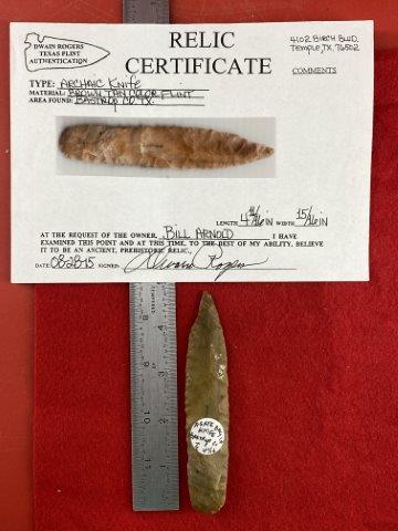 Archaic Knife With Coa Auction