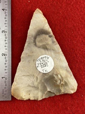 Early Triangle Indian Artifact Arrowhead