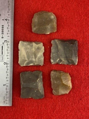 5 Gun Flints Indian Artifact Arrowhead