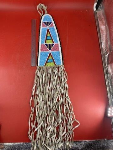 Beaded Tomahawk Pipe Drop Indian Artifact Arrowhead