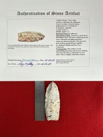 Clovis Preform With Coa Auction