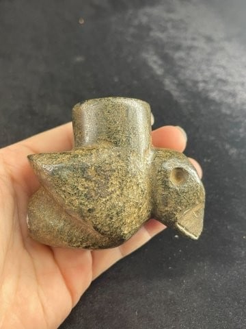 Stone Hawk Effigy Pipe Indian Artifact Arrowhead Auction