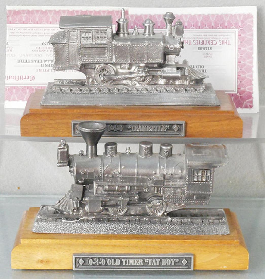 2 MICHAEL RICKER PEWTER TRAINS