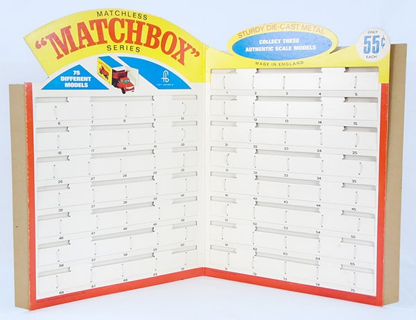 Matchbox 1968 Cardboard Display W/75 Vehicles