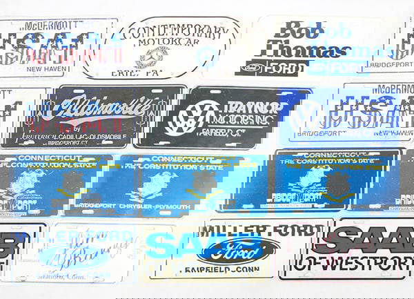 12 Vintage Dealer Advertising Plates Auction