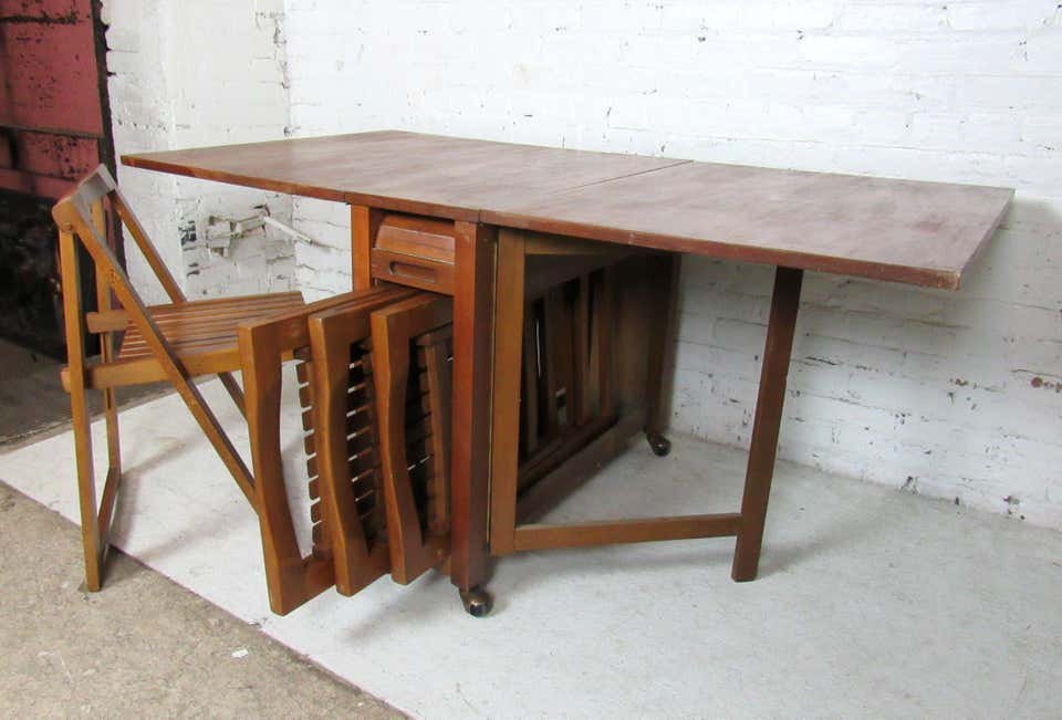 Mid Century Modern Drop Leaf Table
