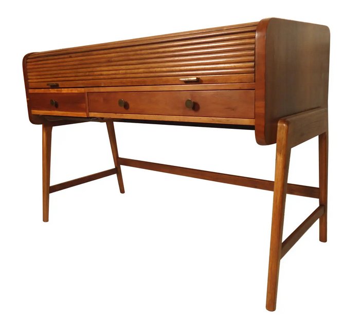 Large Midcentury Roll Top Desk