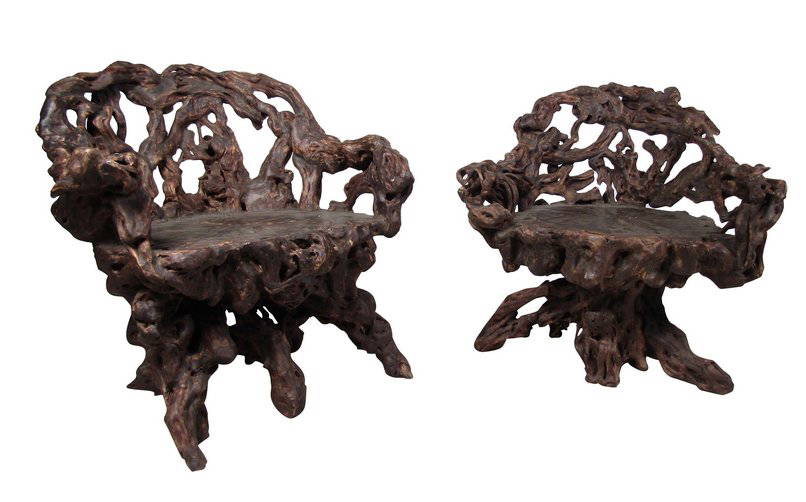 Pair Of Vintage Vine / Root Chairs