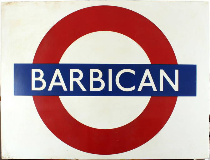 London Underground Barbican Enamel Station Sign