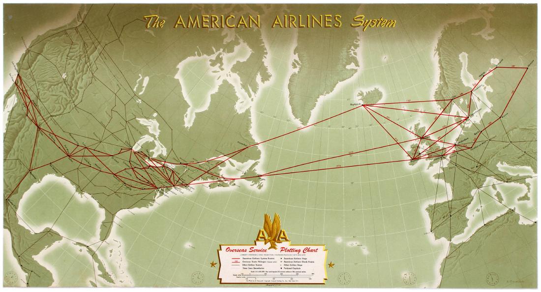 Travel Poster The American Airlines Route Map