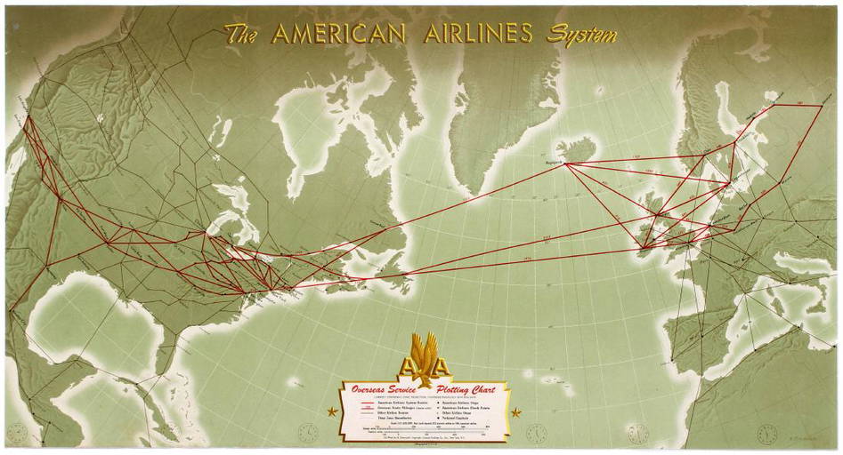 Travel Poster The American Airlines Route Map