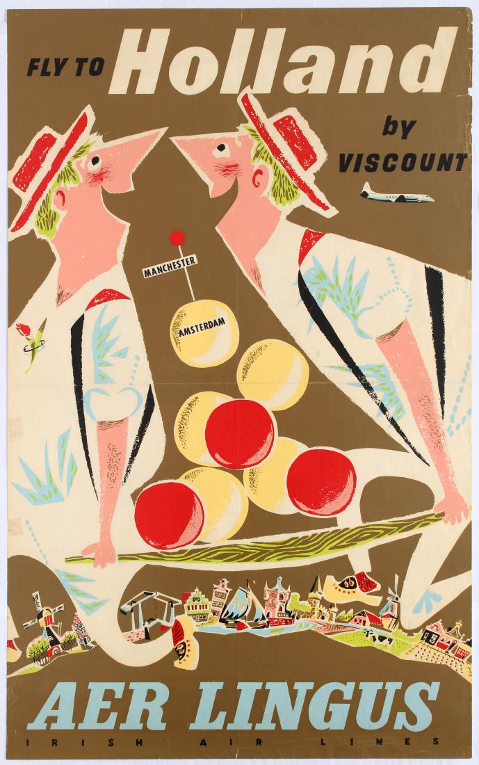 Original Vintage Travel Poster Aer Lingus Airline