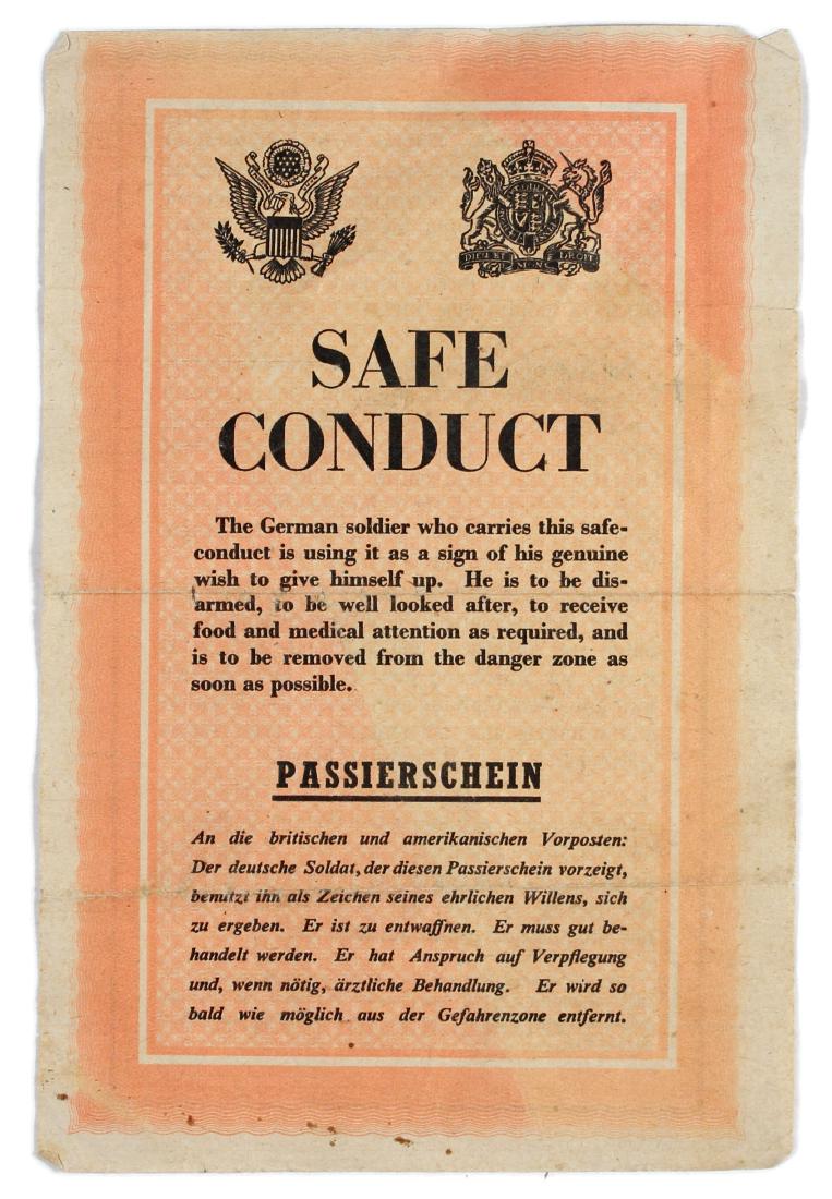Set of 2 Original War Propaganda WWII Safe Conduct