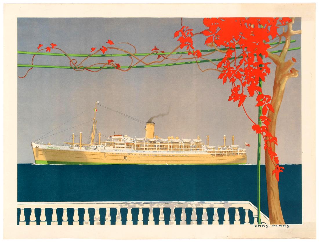 Travel Poster Orient Line Orcades Steam Ship Chas Pears