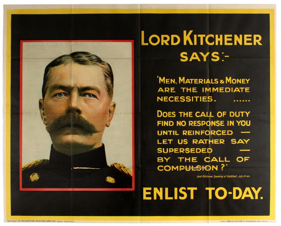 Wwi War Poster Lord Kitchener Enlist Today Recruitment