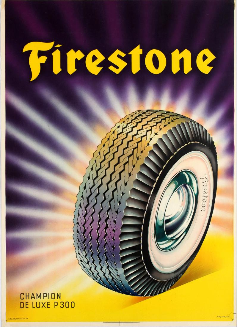Advertising Poster Firestone Tires Champion De Luxe