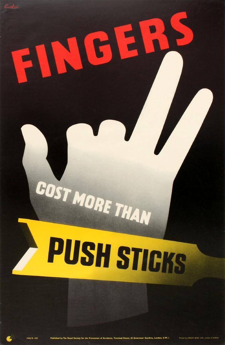 Propaganda Poster Fingers Push Sticks Work Safety Rospa