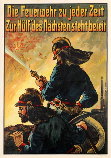 Propaganda Poster Firefighters Fire Brigade Germany