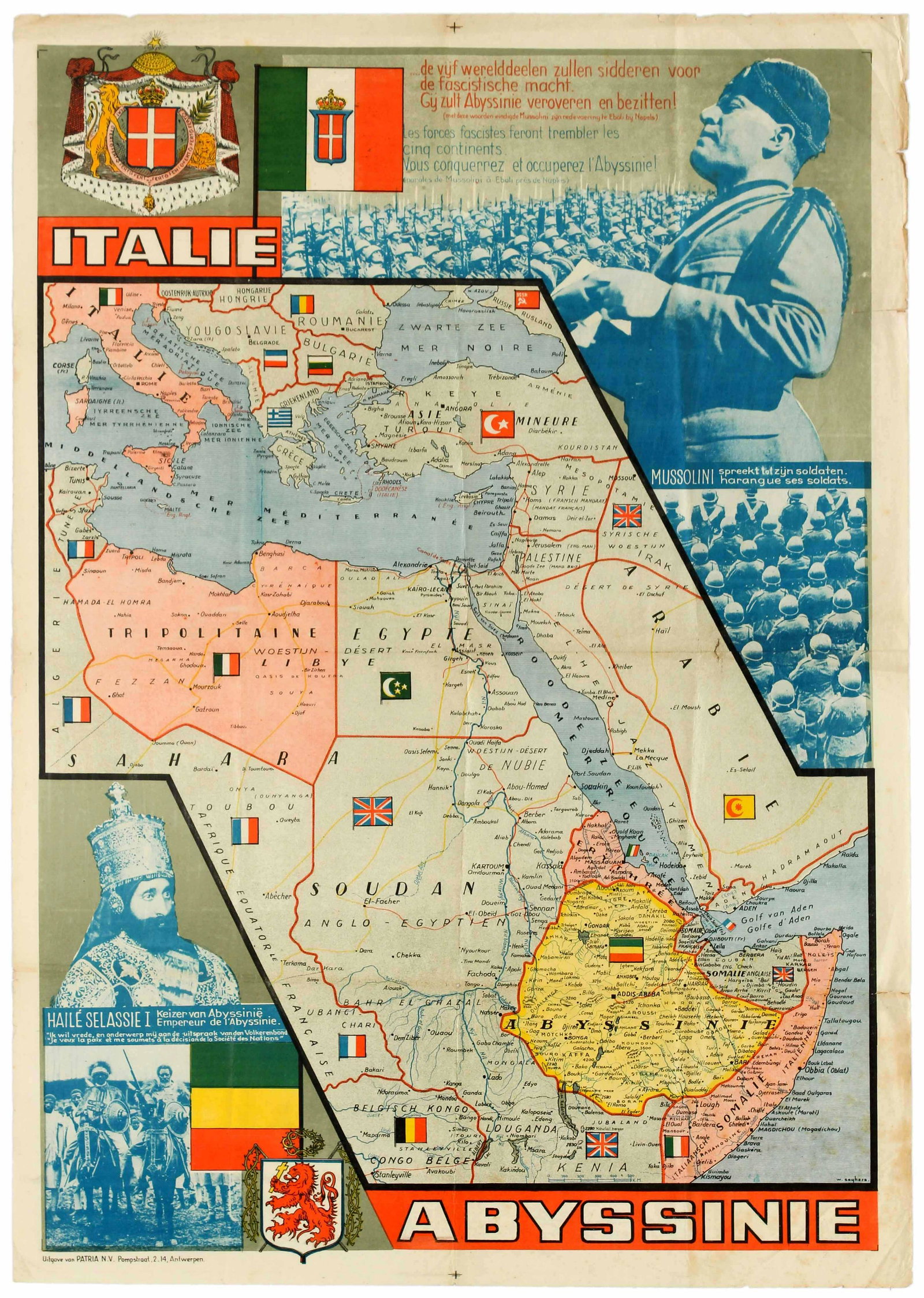 Propaganda Poster Mussolini Fascism Italy Abyssinia