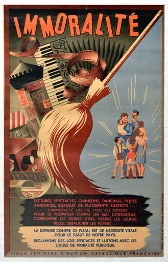 Propaganda Poster Art Deco Immorality France Female