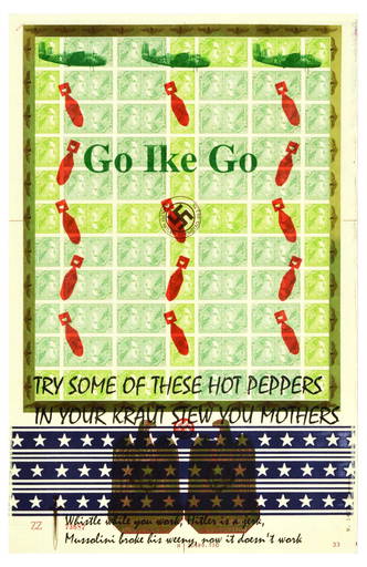 Propaganda Poster Eisenhower Swastika Bombs Eagle Hitler Mussolini