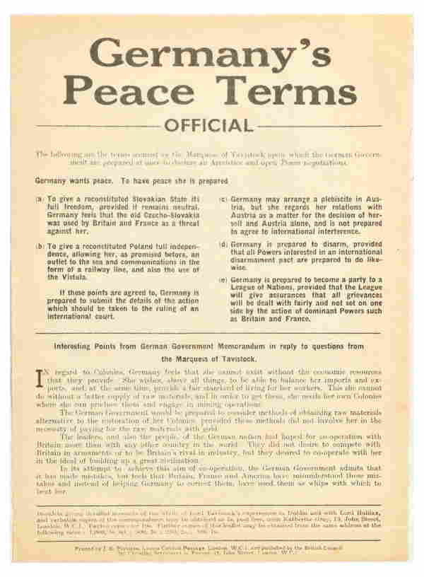 Propaganda Poster Germany Peace Terms WWII British Union Of Fascists ...