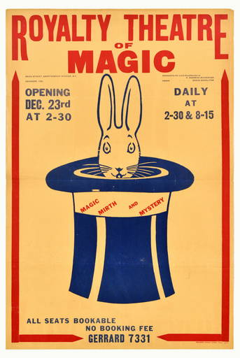 Advertising Poster Royalty Theatre Of Magic Mirth And Mystery Rabbit