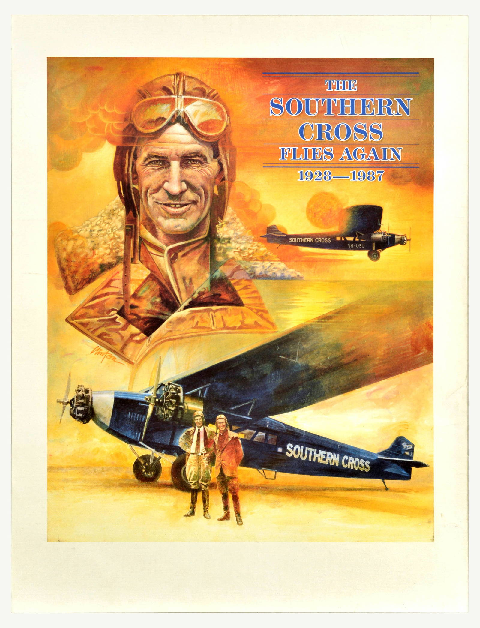 Advertising Poster Southern Cross Aviation Charles Kingsford Smith ...