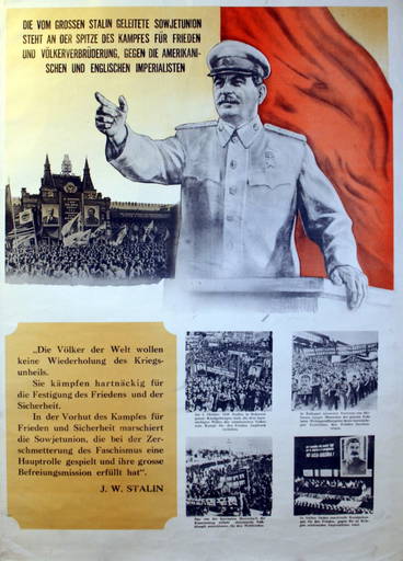 Original Propaganda Poster Stalin Peace Keeper