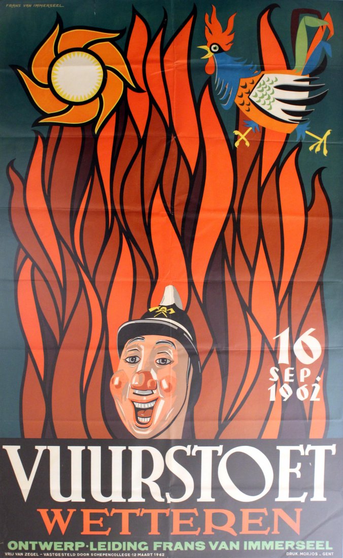 Propaganda Poster Vuurstoet Wetteren Firefighter
