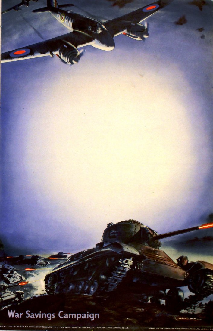 Propaganda Poster WWI War Savings Tanks Airplanes