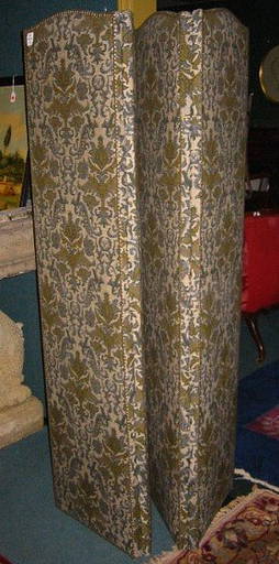 Continental Four Panel Upholstered Folding Screen.
