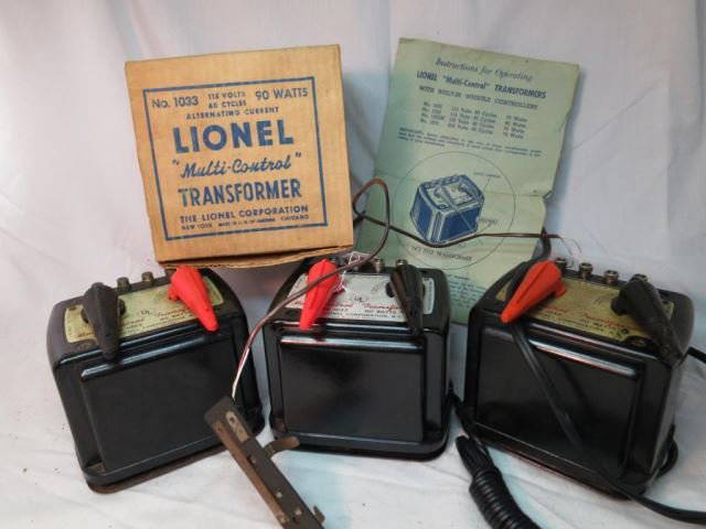 Three Lionel Transformers All Type 1033, One