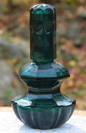 19 C Sandwich Glass Pressed Waisted Loop Cologne Bottle