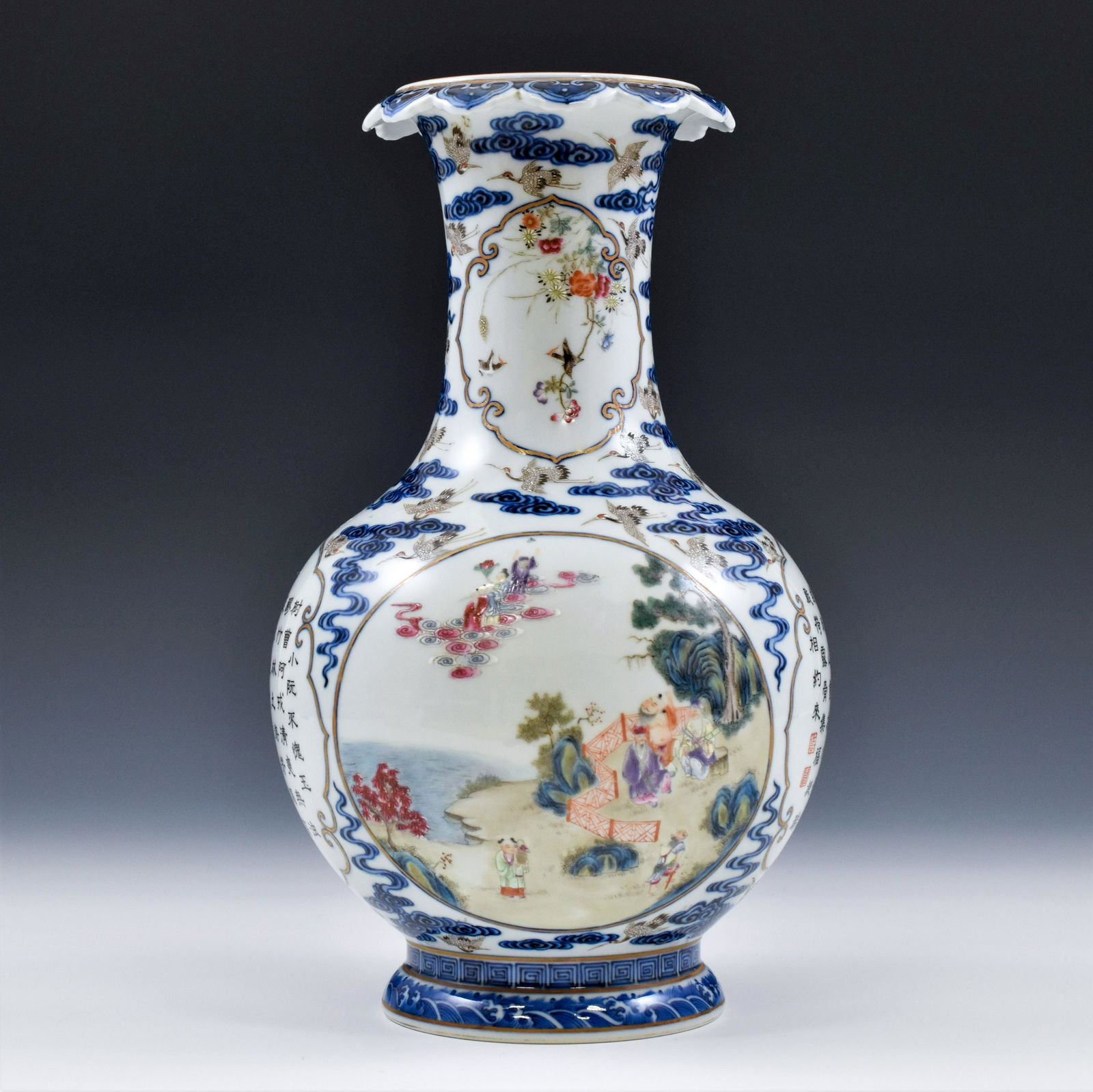 HUNDRED CRANES FAMILLE ROSE OPEN FACE VASE - Oct 20, 2019 | EDEN Fine ...