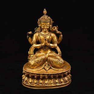 Ming Gilt Bronze Seated Shakyamuni Buddha