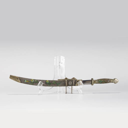 Chinese Silver Scabbard Enameled Sword