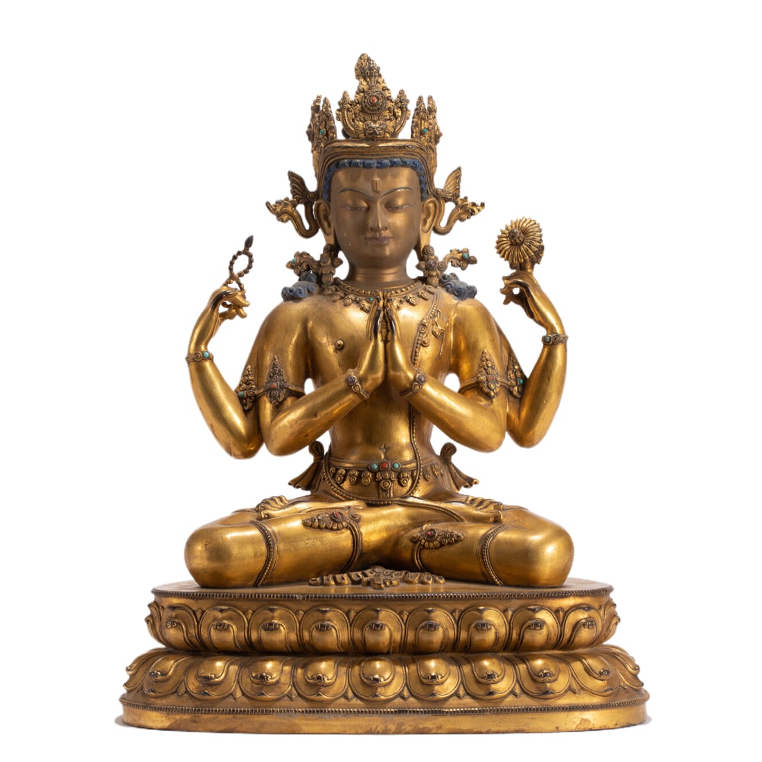 Chinese Gilt Bronze Buddha Of Four Arms Avalokiteshvara Auction