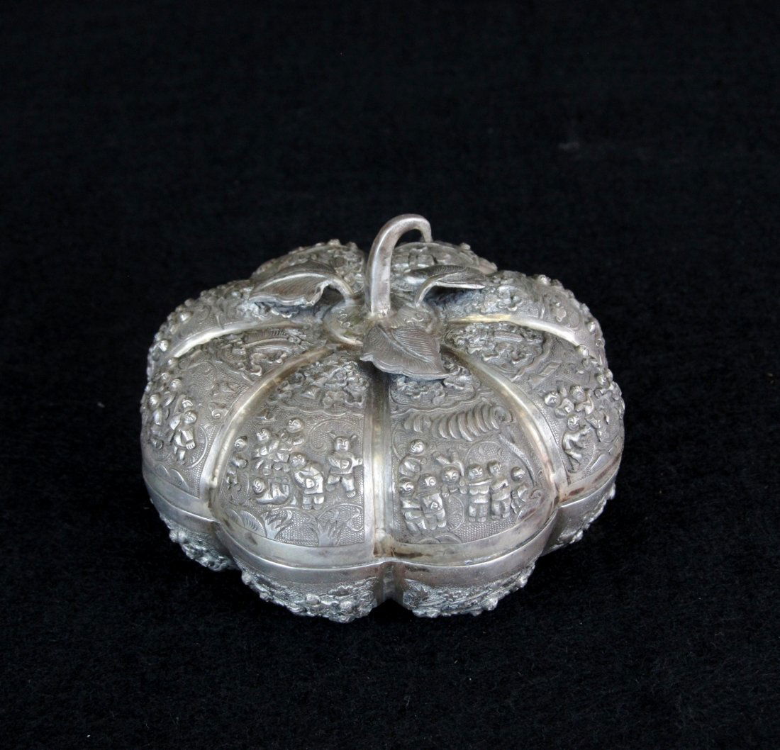 ANTIQUE CHINESE EXPORT SILVER JEWELRY TRINKET 19/20th C