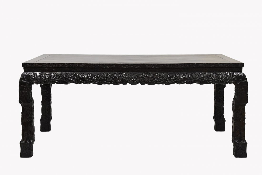 A MASSIVE CARVED ZITAN PAINTING TABLE