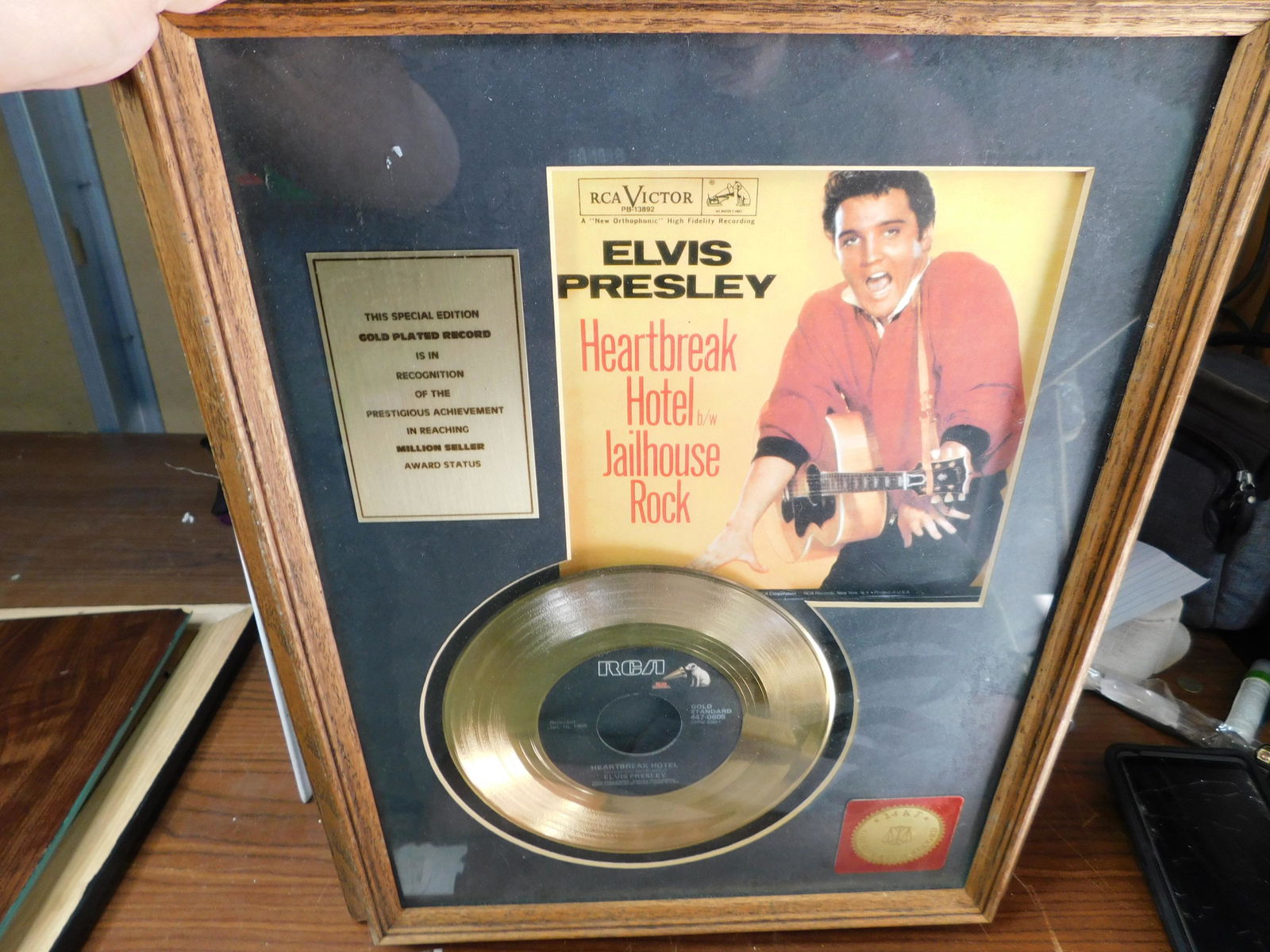 Elvis Presley Framed 24kt Gold Plated Record