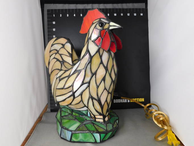 Stained Glass Rooster Lamp