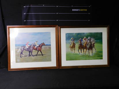 De Prades Framed Lithograph, Horse Racing