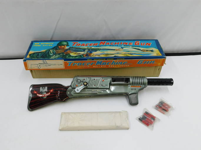 Vintage Tin Litho Tracer Machine Gun