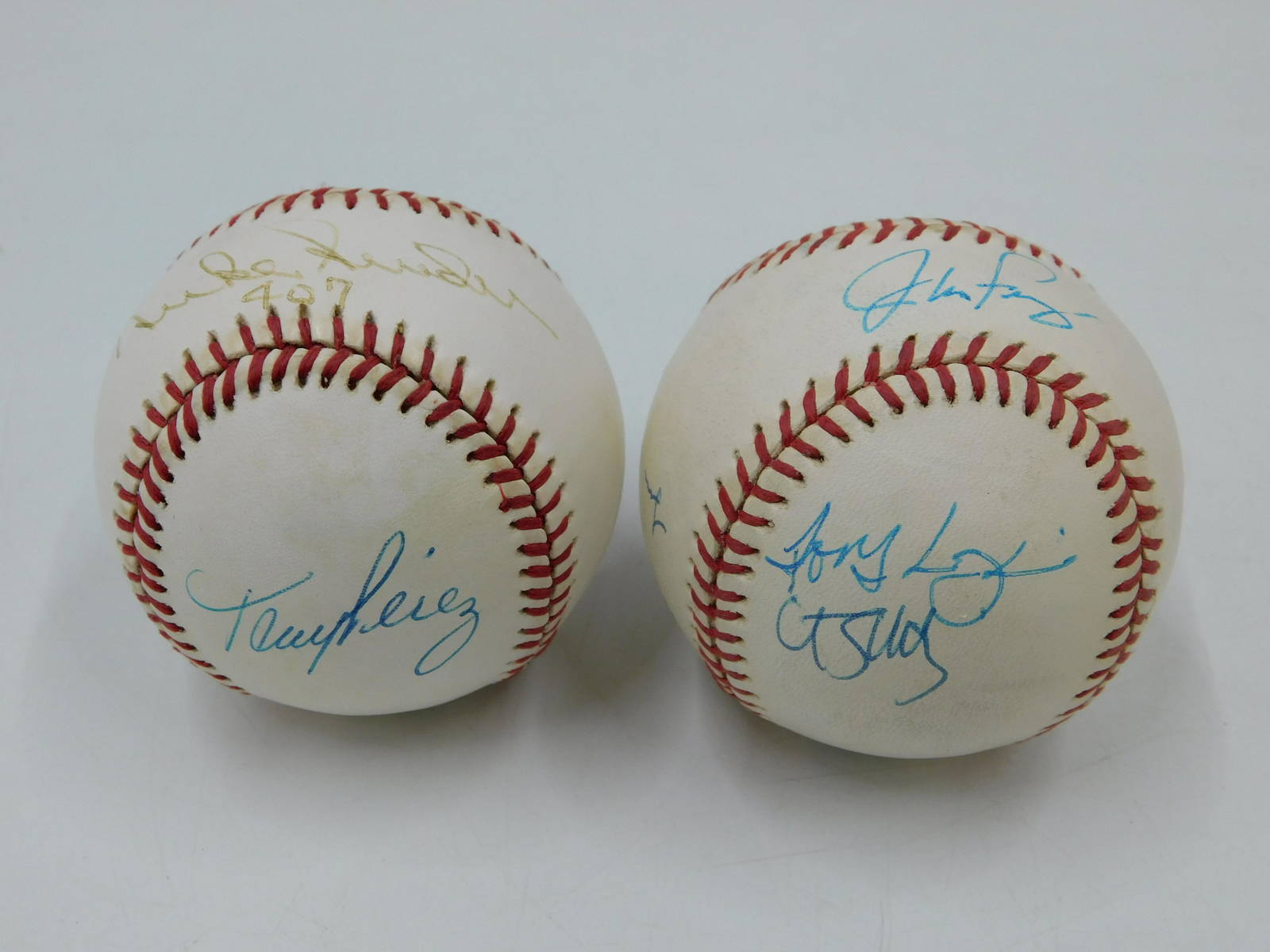 Lot Of 2 Autographed Multiple Signature Baseballs Auction